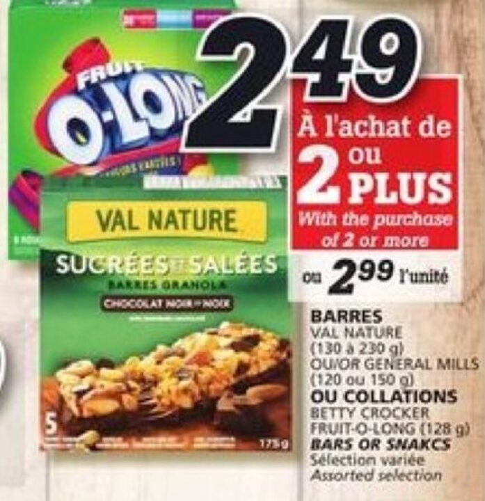 IGA: Val Nature or General Mills Betty Crocker Fruit-O-Long Bars or ...